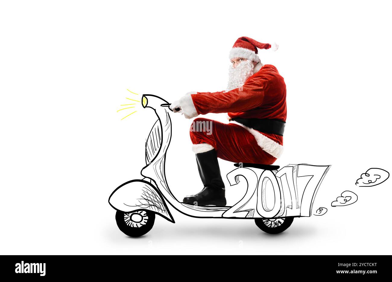 Santa Claus on scooter Stock Photo - Alamy