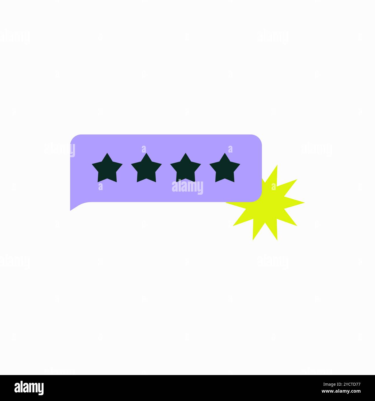 Four Star Rating Button in Flat Vector Illustration Symbolizing ...