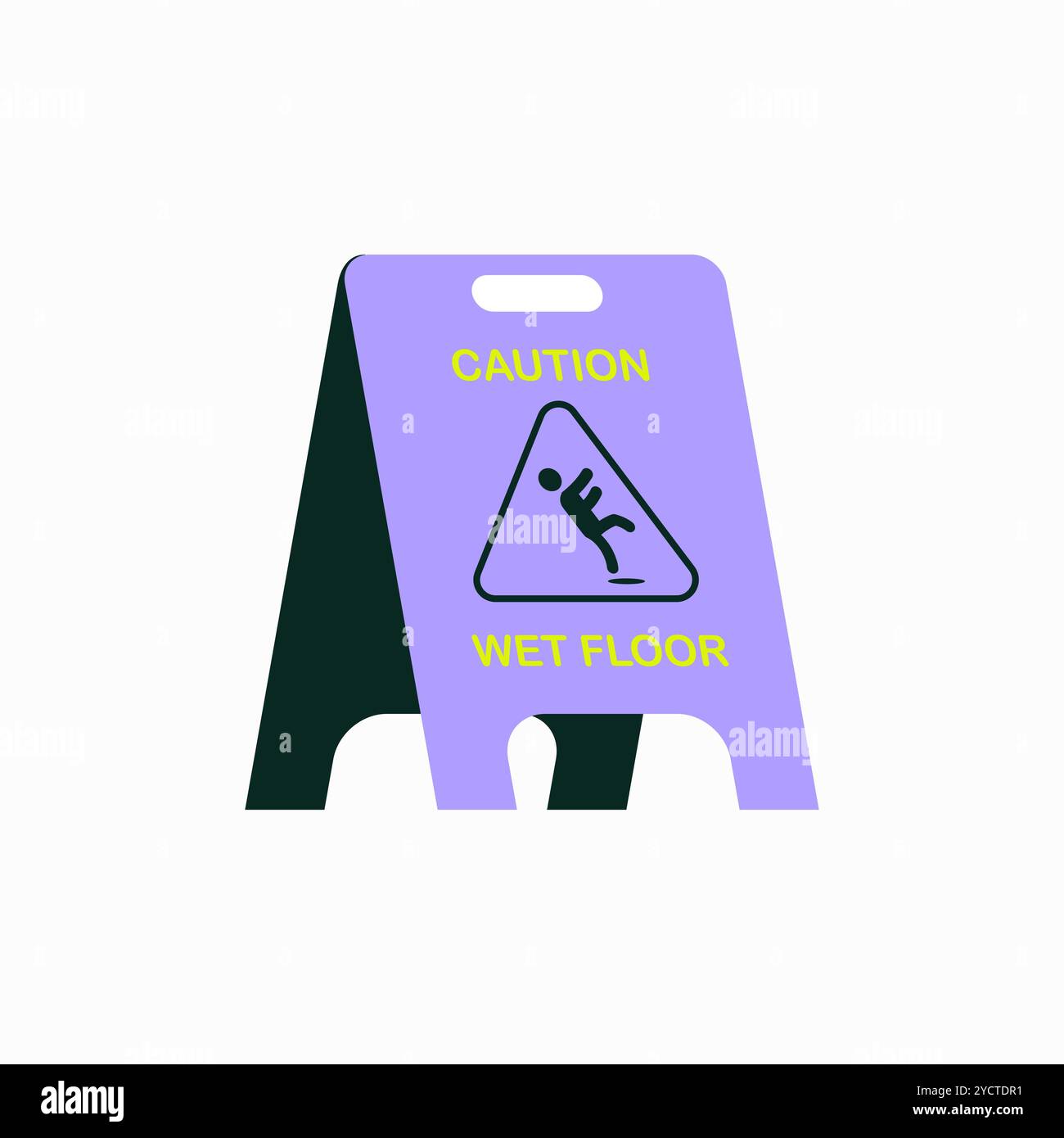 Caution Wet Floor Sign In Flat Vector Illustration Symbolizing Safety ...
