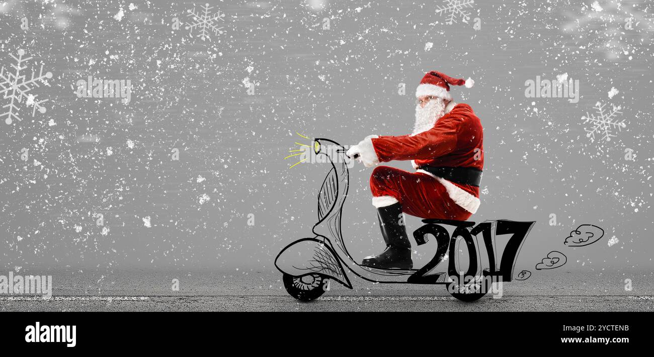 Santa bike snow hi-res stock photography and images - Alamy