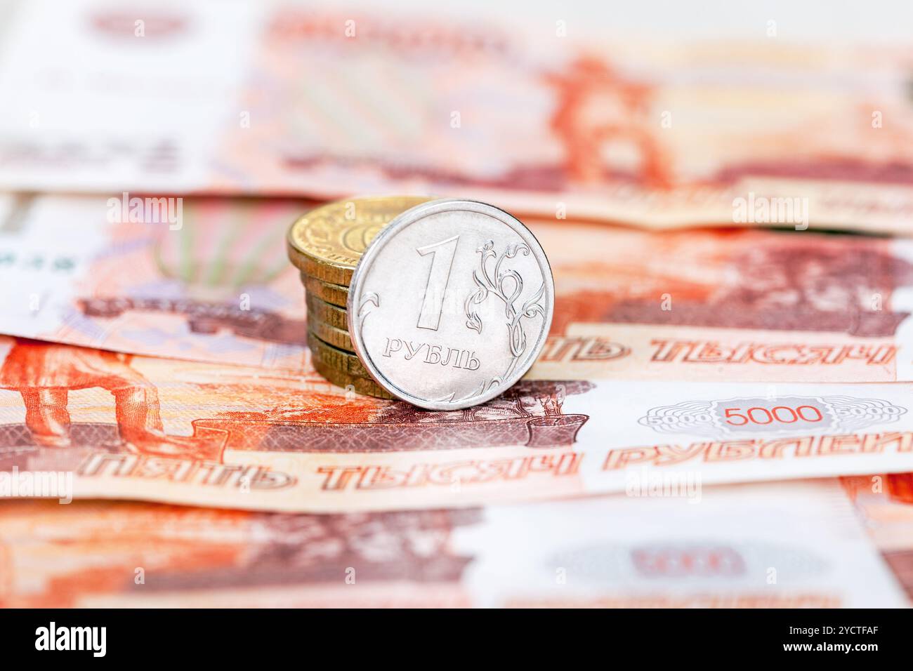 Russian currency, rouble: banknotes and coins close up Stock Photo - Alamy