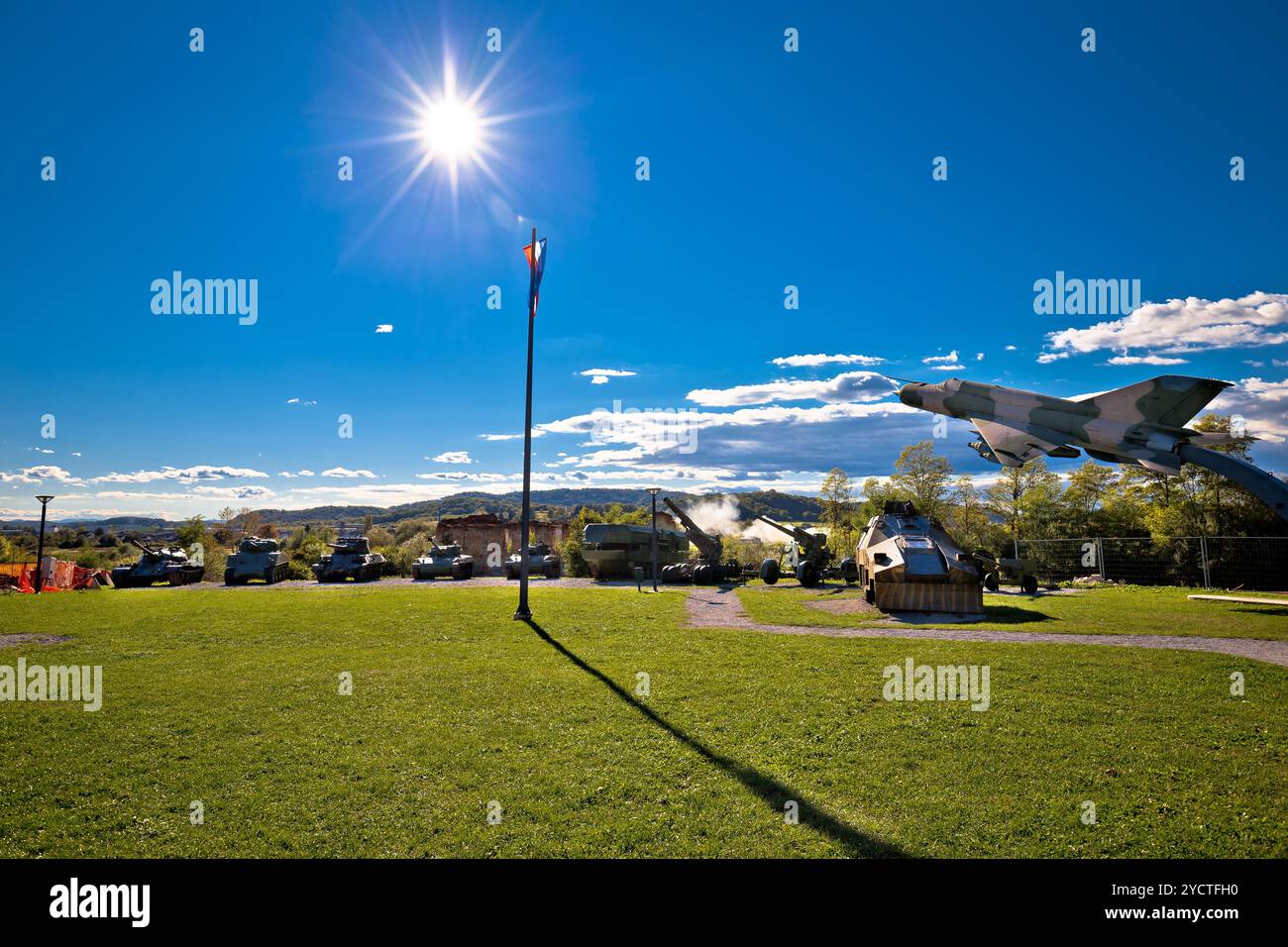 Military tanks and fighter jet view Stock Photo - Alamy