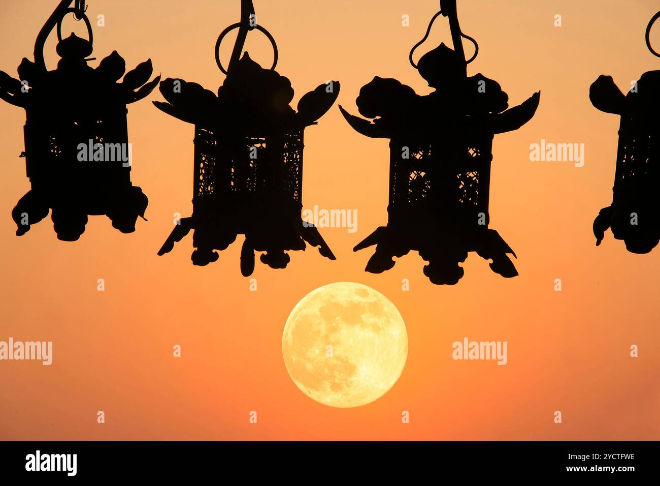 Moon and lanterns Stock Photo - Alamy