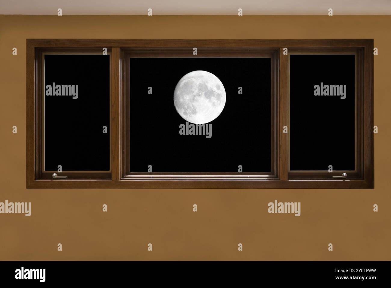 Full moon through window Stock Photo - Alamy
