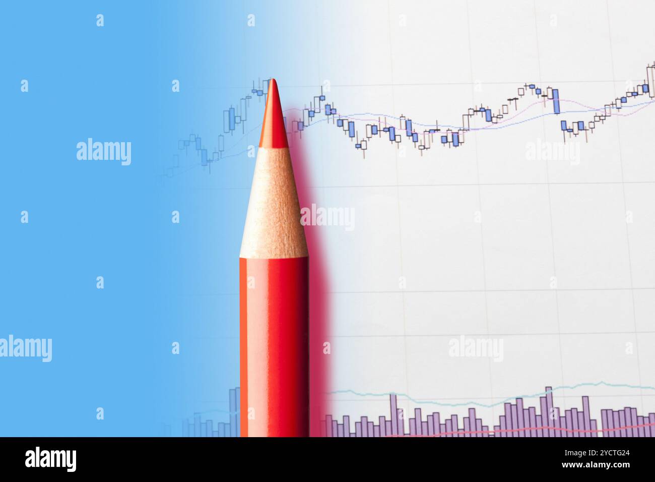 Graphs and red pencils Stock Photo - Alamy