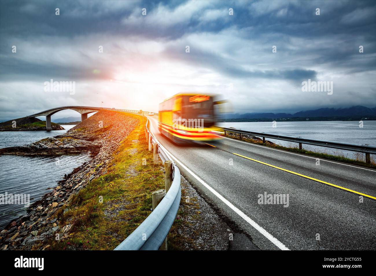 Bus traveling on road hi-res stock photography and images - Alamy