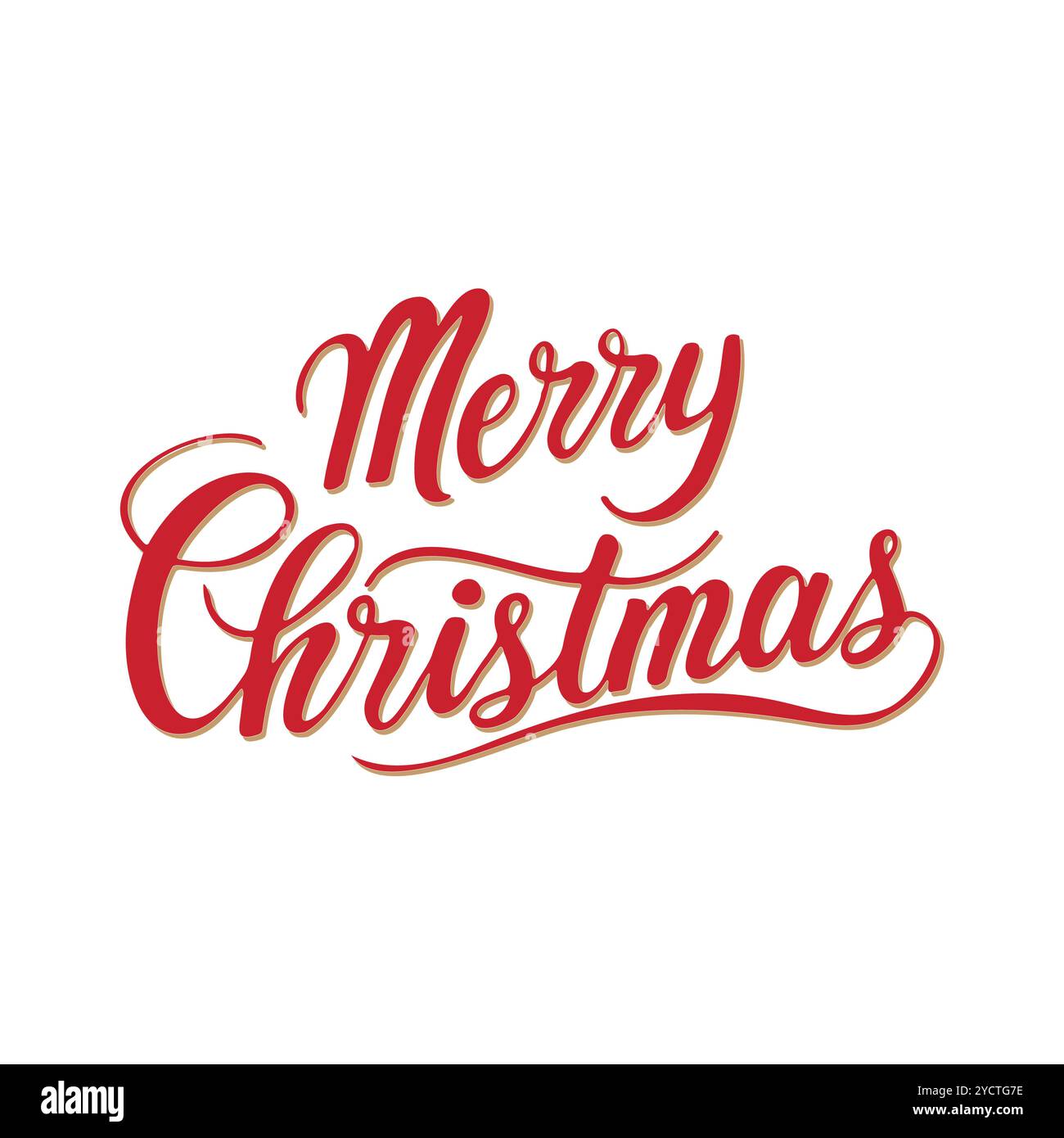 Merry Christmas red text, hand lettering calligraphy isolated on white ...