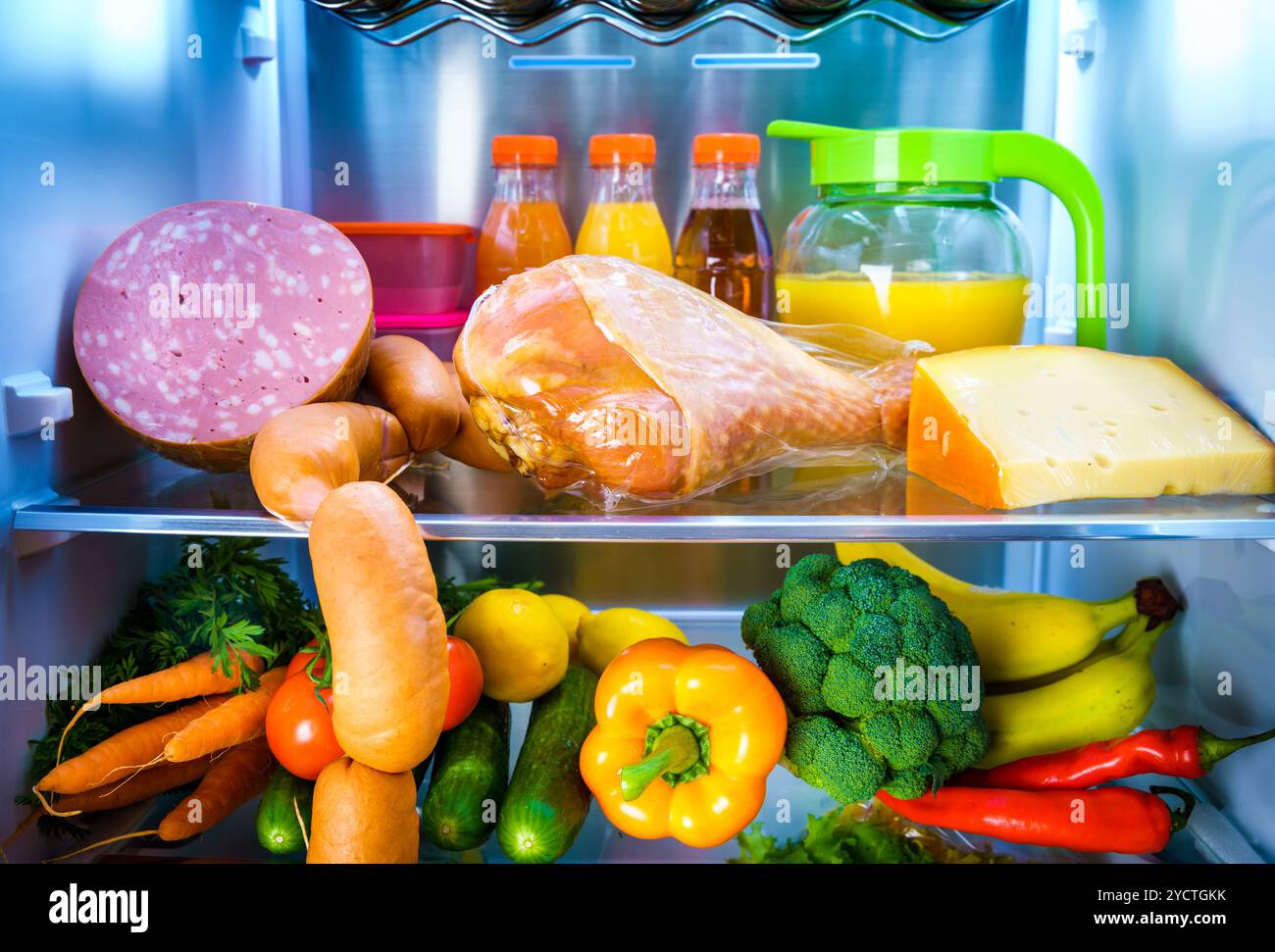 Open refrigerator filled with food Stock Photo - Alamy