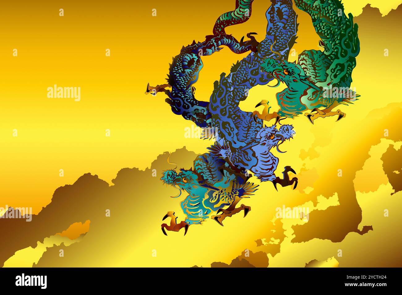Gold blue dragon hi-res stock photography and images - Alamy