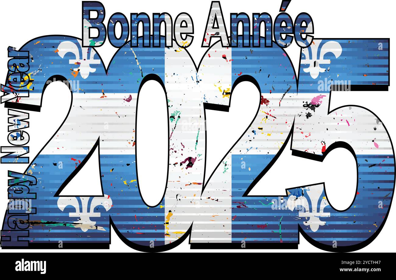 Happy New Year 2025 with Quebec flag inside - Illustration, 2025 HAPPY ...