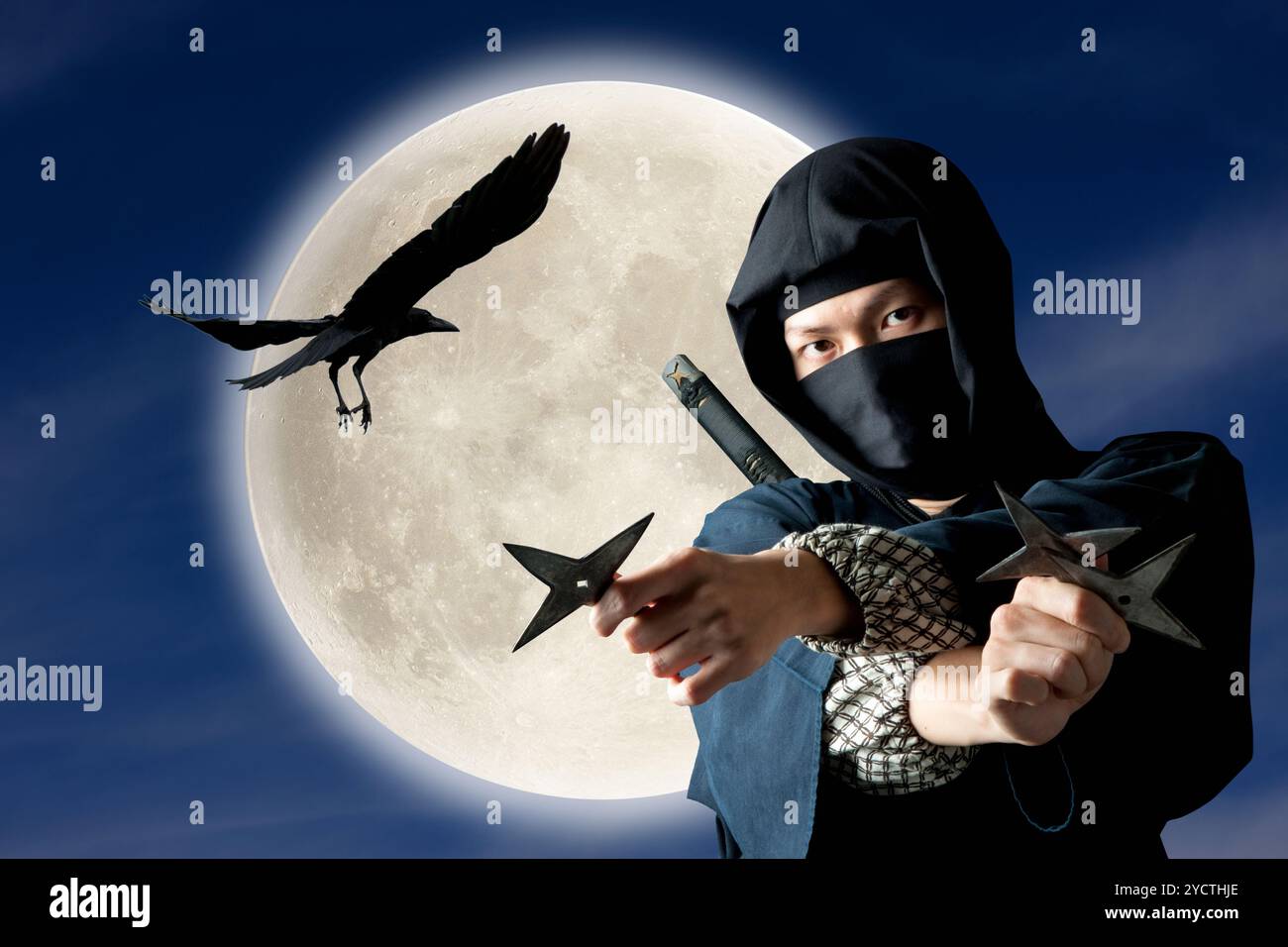 Full moon and ninja Stock Photo - Alamy