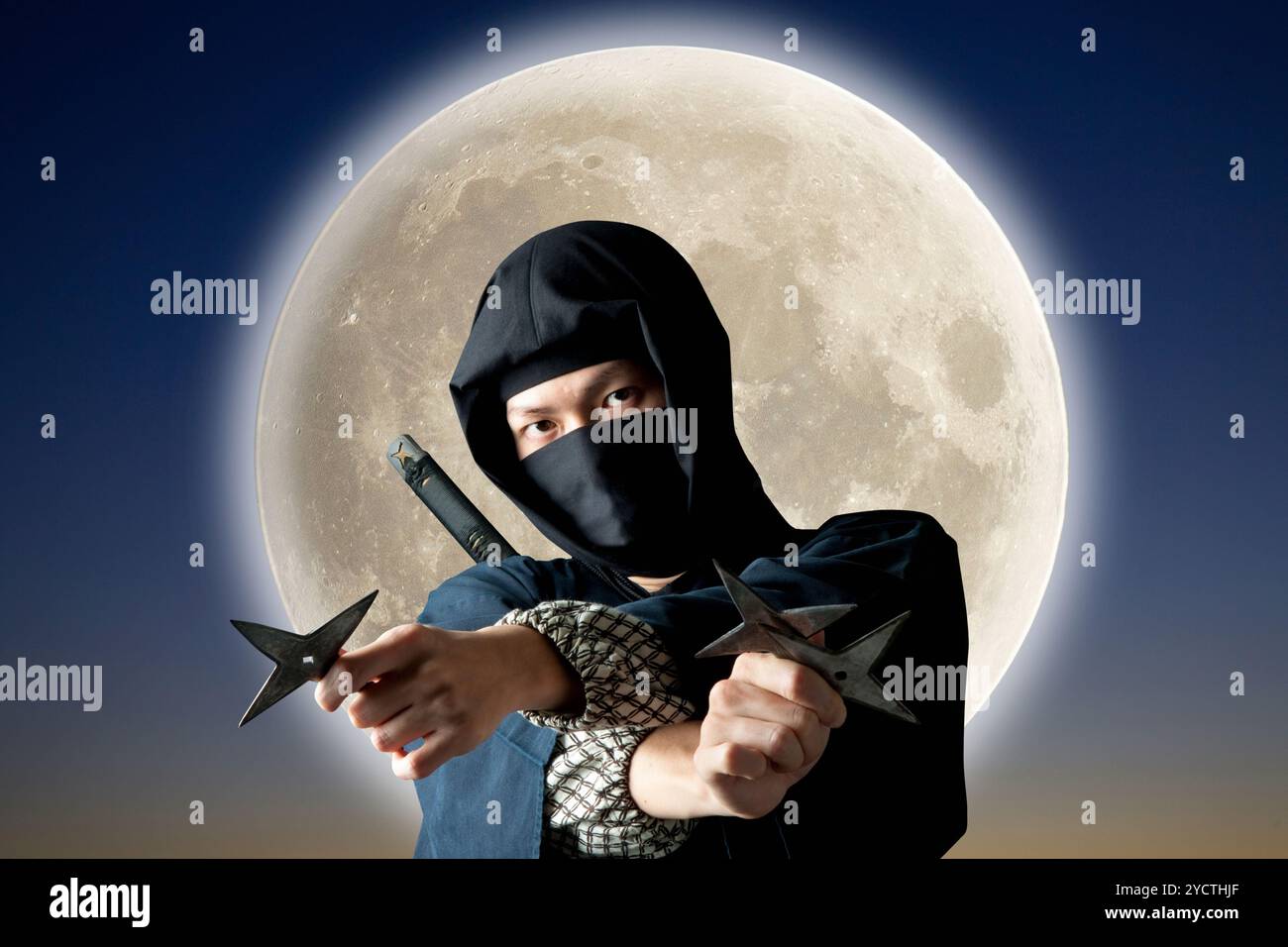Full moon and ninja Stock Photo - Alamy