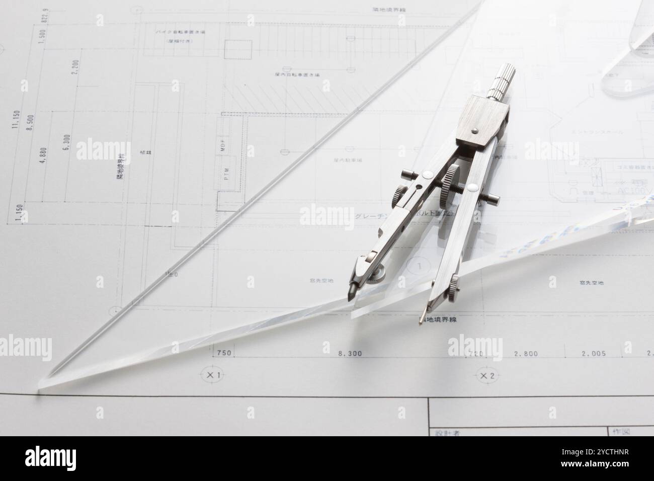 Compasses and triangular rulers Stock Photo - Alamy