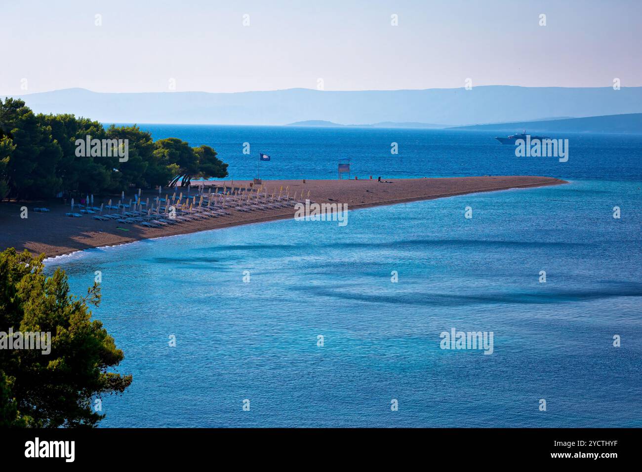 Famous Zlatni Rat beach on Brac island view Stock Photo - Alamy