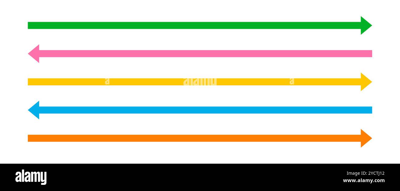 Straight Long Arrow. Navigation elements. Vector flat illustration. Set ...