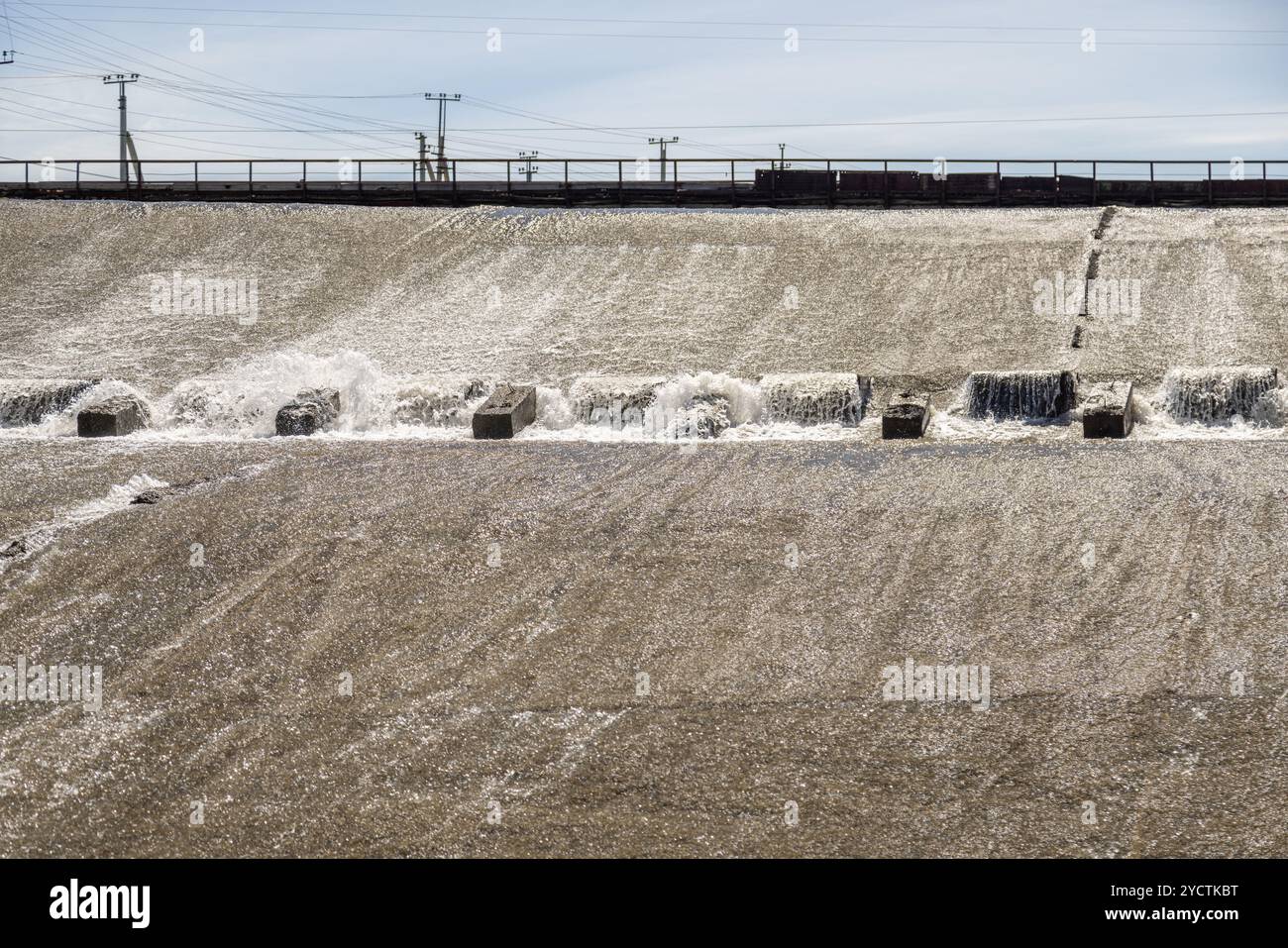 chute dentate blocks in concrete water spillway channel Stock Photo - Alamy