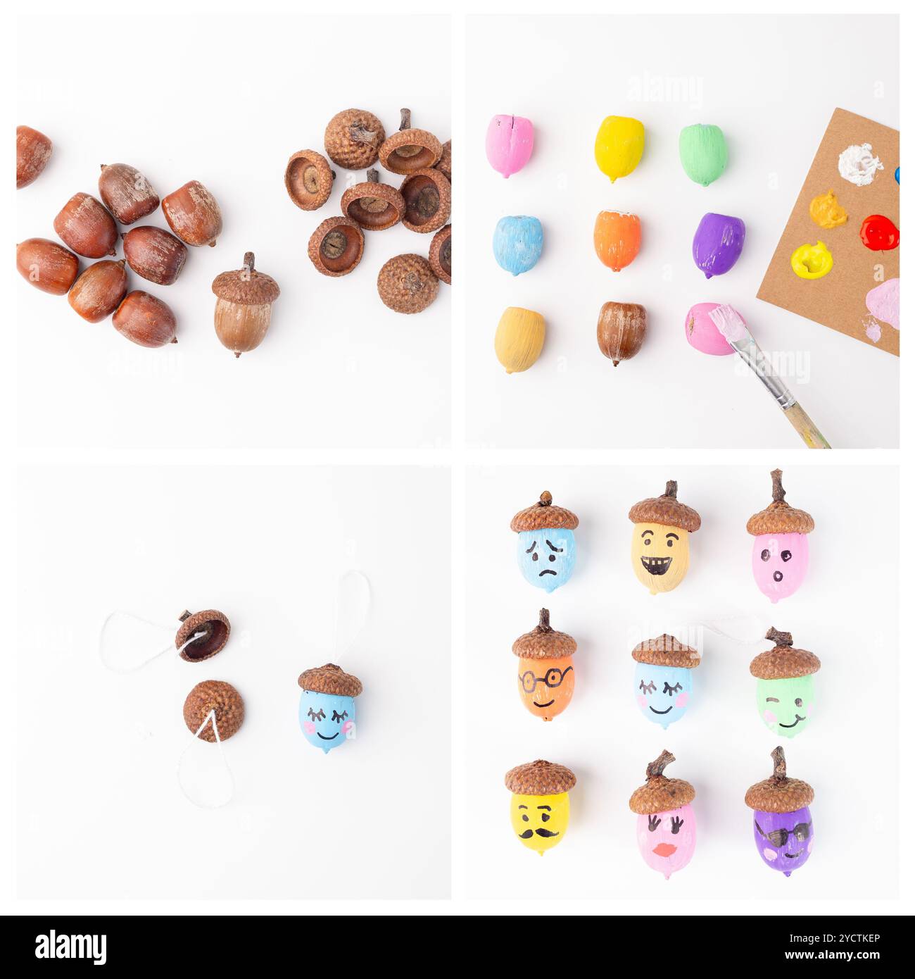 easy nature craft for kids, natural objects acorns depict a range of ...