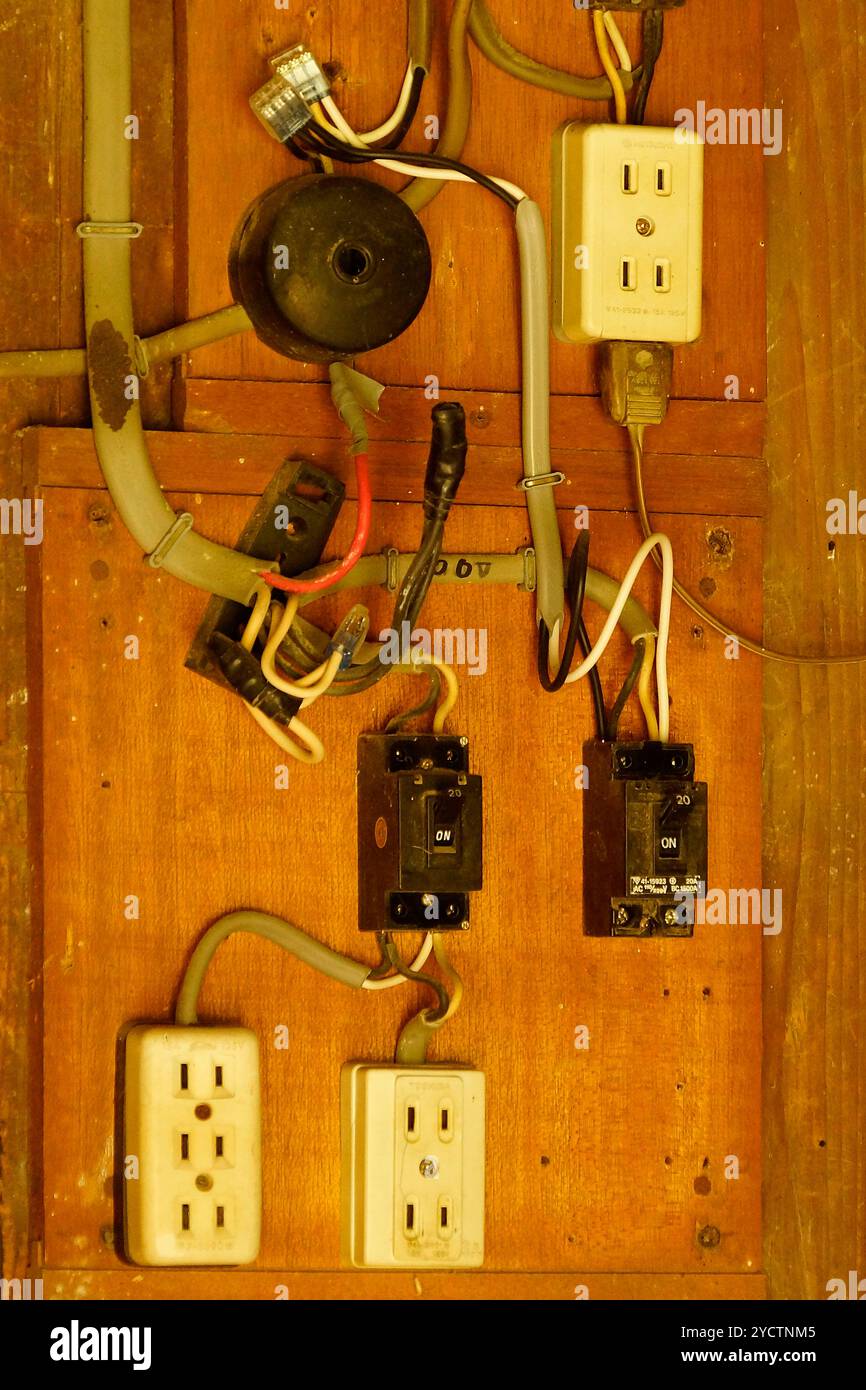 Indoor sockets and breakers Stock Photo - Alamy