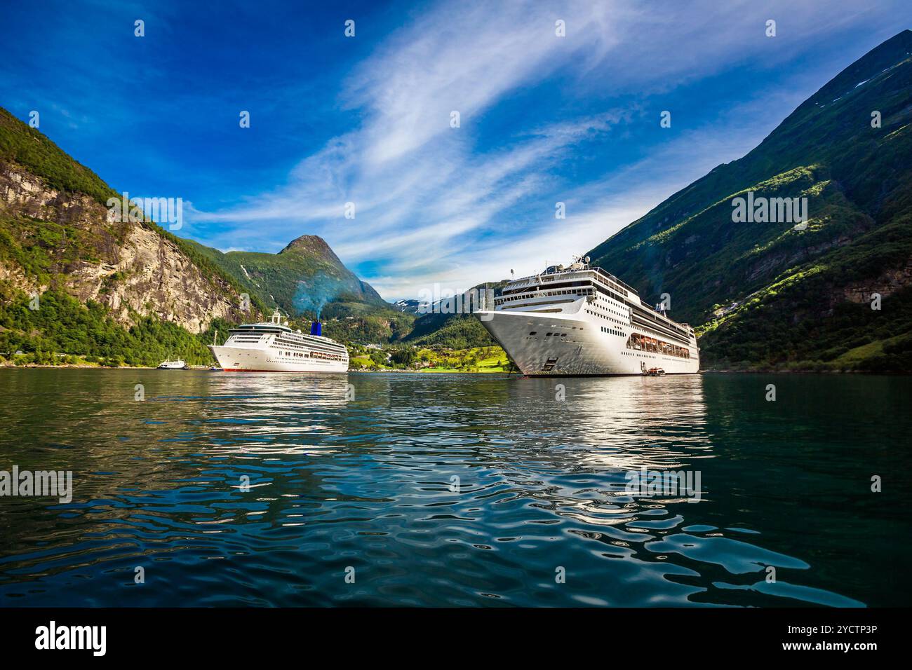 Cruise Liners On Geiranger fjord, Norway Stock Photo - Alamy