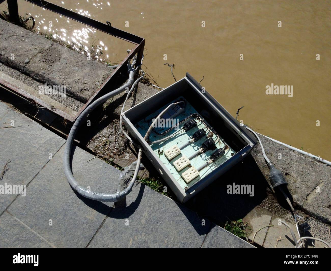 Switchboard washed away by flooding Stock Photo - Alamy