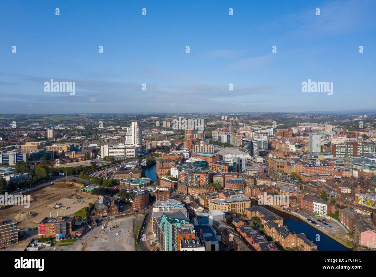 Aerial drone photo of the Leeds city centre showing the main city ...