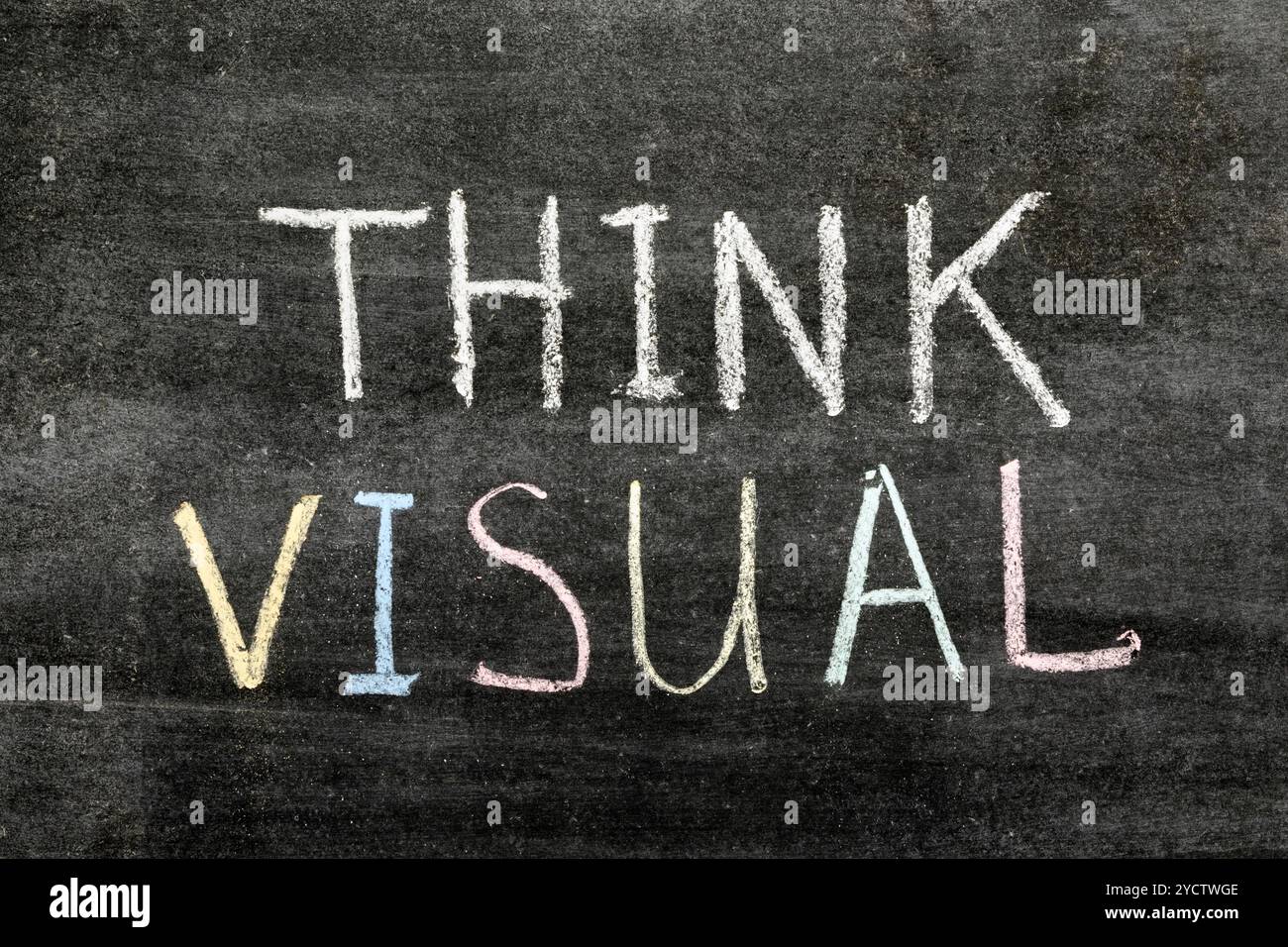 think visual concept phrase handwritten on the school blackboard Stock ...