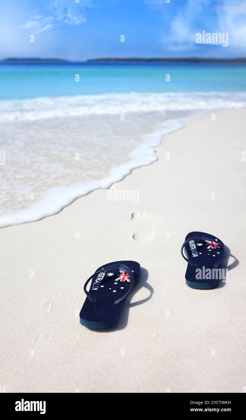 Australian flag thongs beach vacation celebration Stock Photo - Alamy