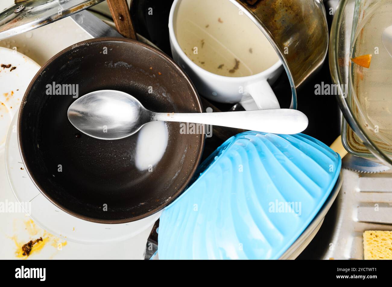 Dirty dishes in a sink Stock Photo - Alamy