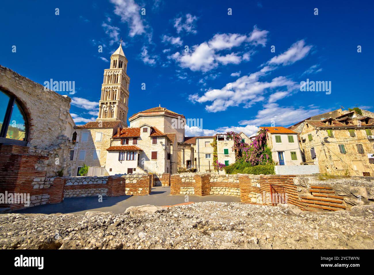 Old Split roman ruins and cathedral view Stock Photo - Alamy