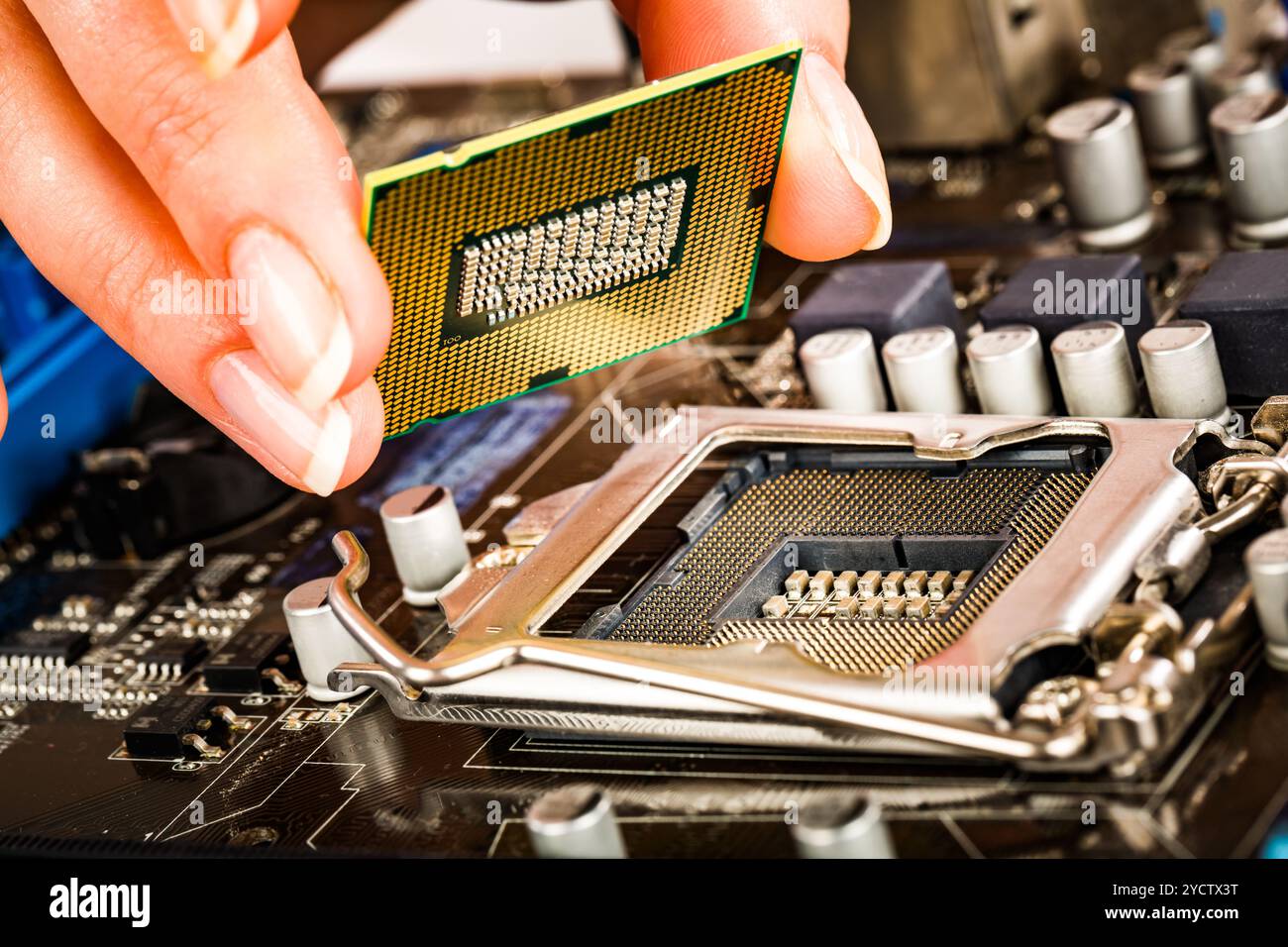Modern processor and motherboard Stock Photo - Alamy