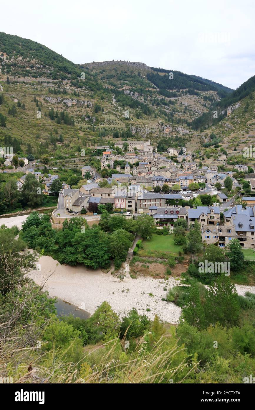 village of Sainte-Enimie in the Gorges du Tarn, one of the most ...