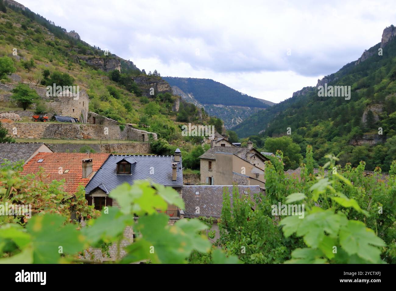 village of Sainte-Enimie in the Gorges du Tarn, one of the most ...