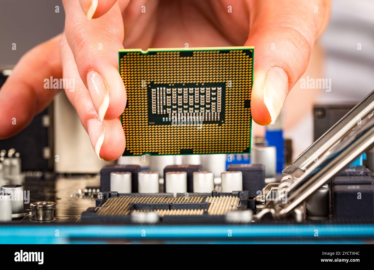 Modern processor and motherboard Stock Photo - Alamy