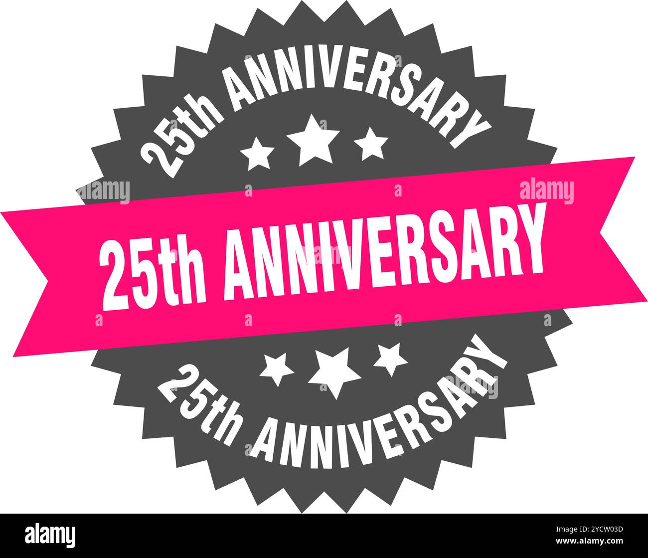 25th anniversary round pink label isolated on transparent background ...