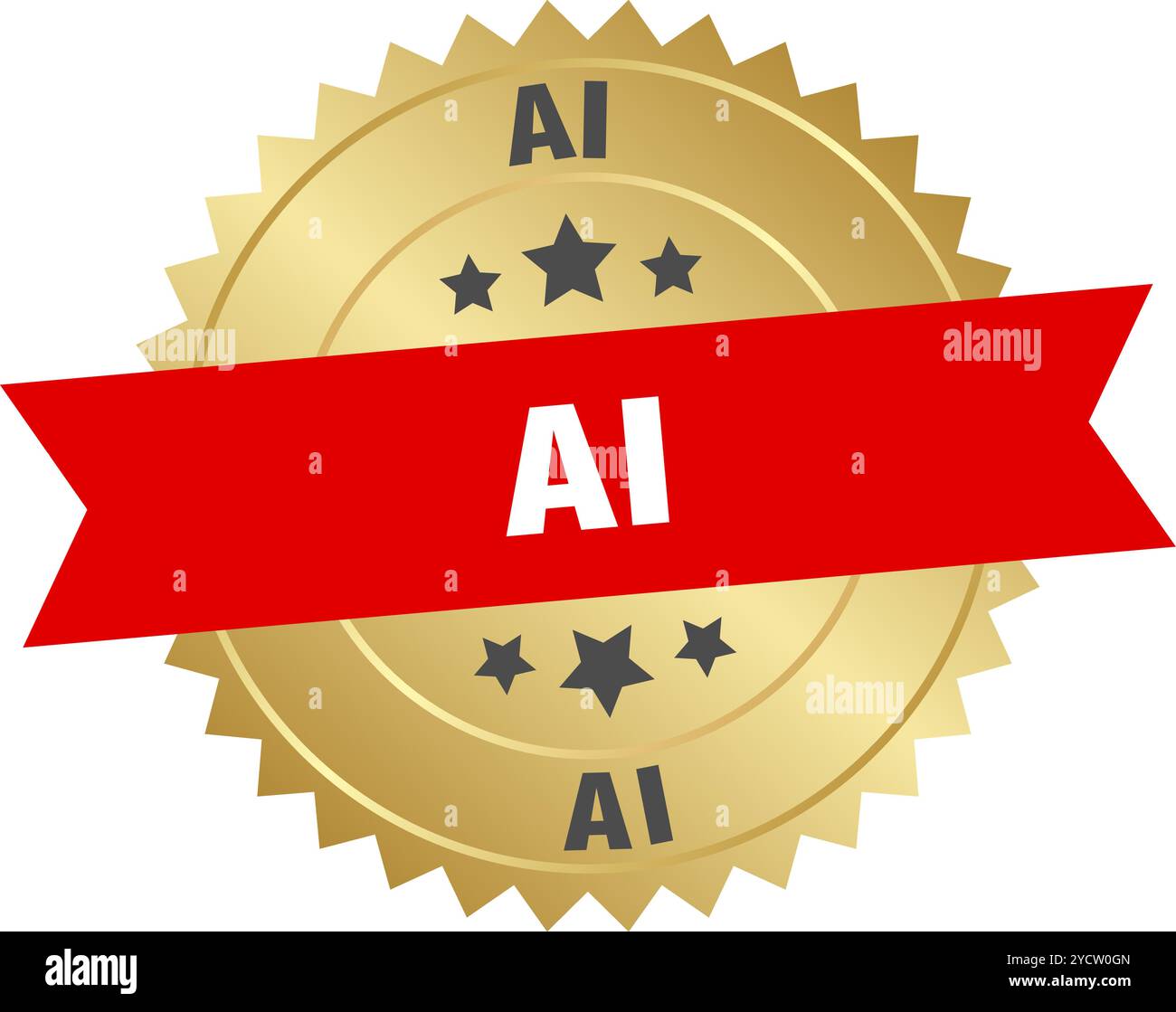 ai round red and gold label isolated on transparent background. ai ...
