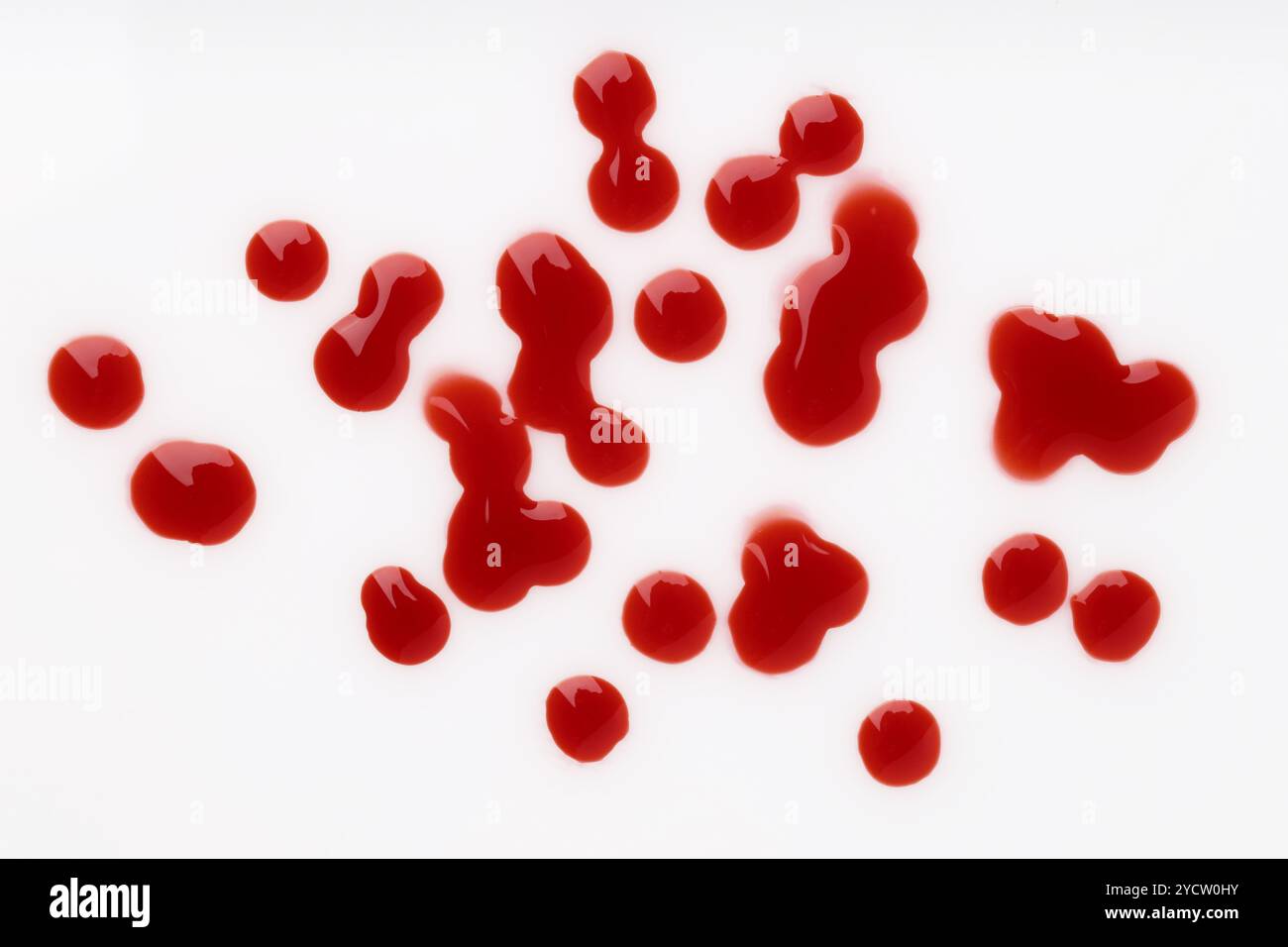 Drops of blood on white background, top view Stock Photo - Alamy