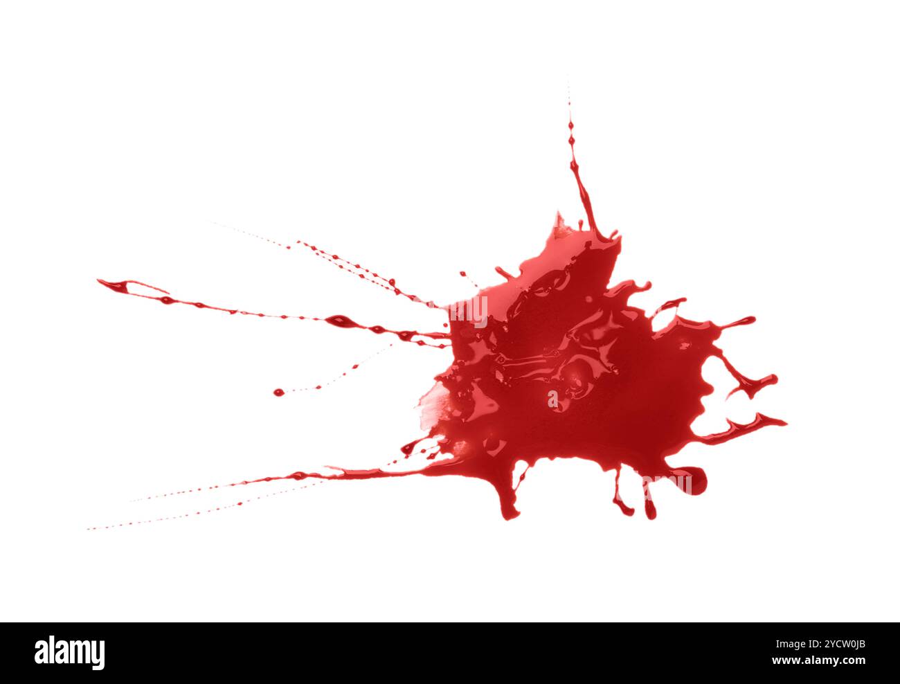 Splash of blood isolated on white, top view Stock Photo - Alamy