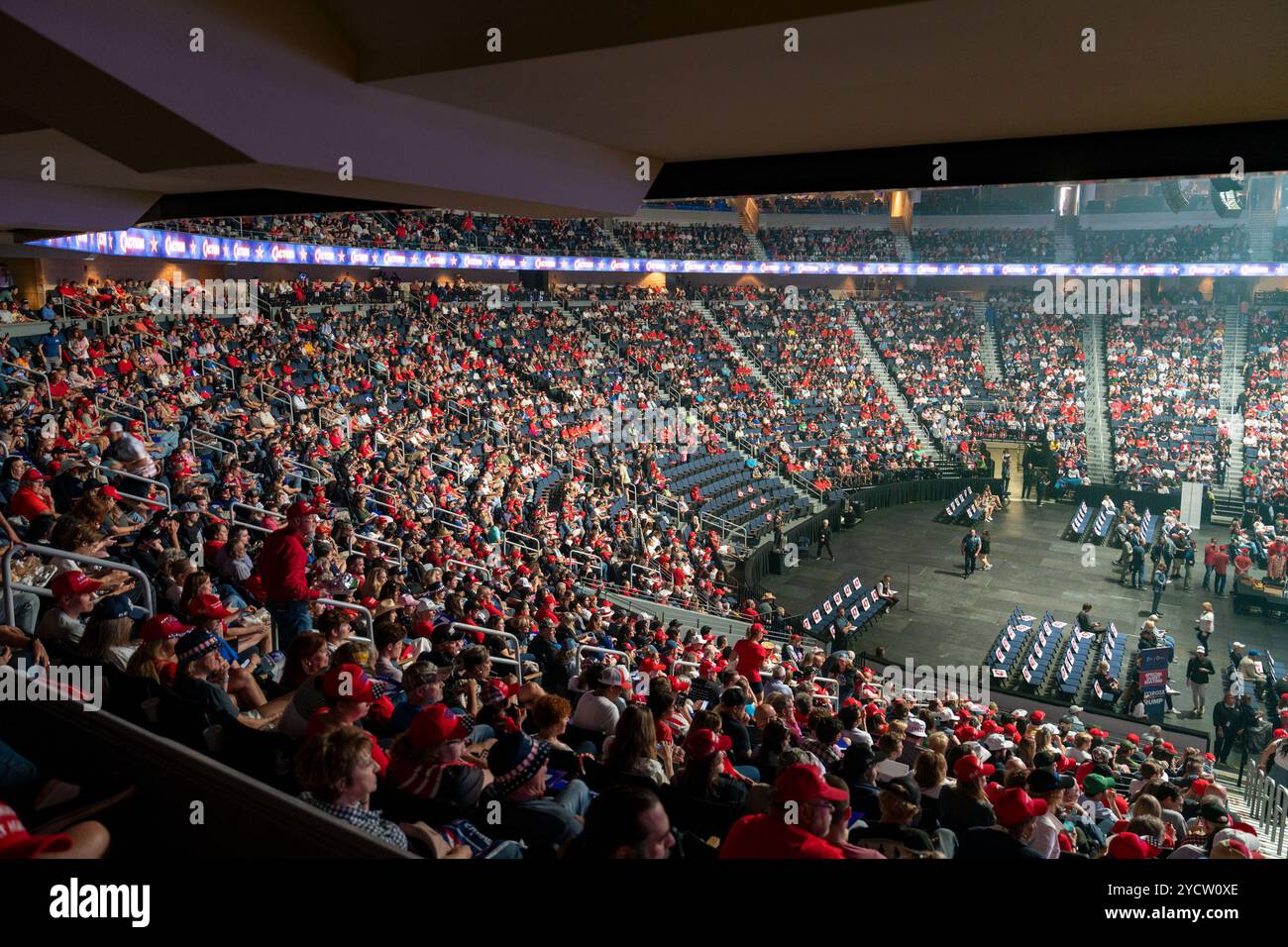 Audience fill up the arena at a Donald Trump election rally at the Gas ...