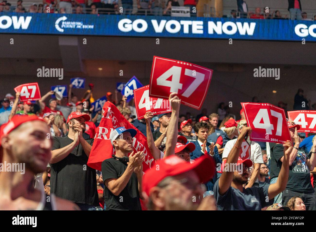Audience at a Donald Trump election rally at the Gas South Arena in ...