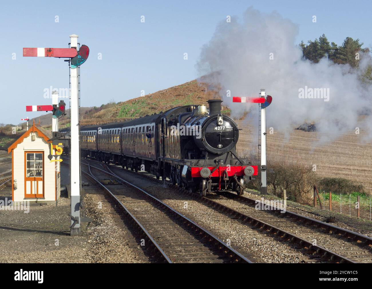 Visiting Great Western 42XX class 2-8-0T ‘Hercules’ hauls a passenger ...