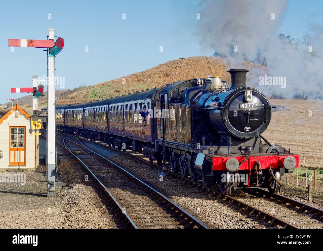 Visiting Great Western 42XX class 2-8-0T ‘Hercules’ hauls a passenger ...