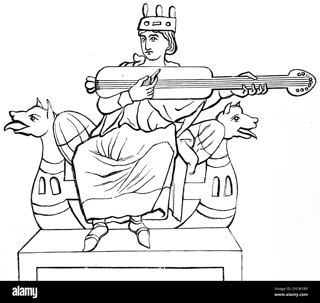 King David playing lute-like instrument ,mentioned in the Psalterium ...