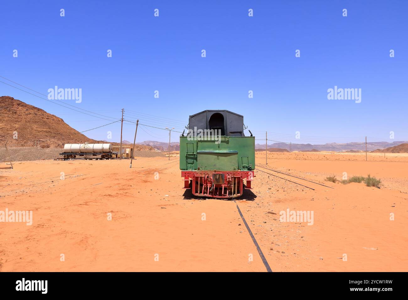 Locomotive train in Wadi Rum desert in Jordan Stock Photo - Alamy