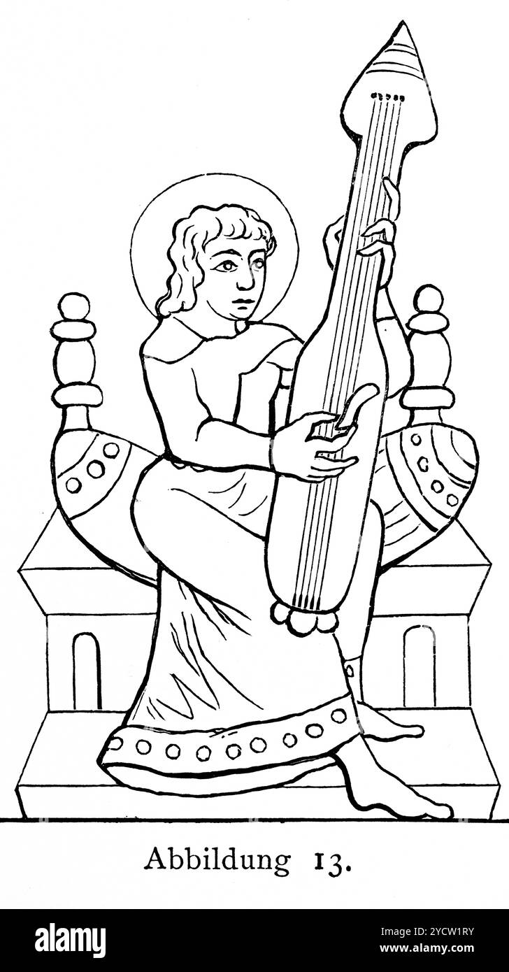 Young woman playing a lute-like instrument, mentioned in the Psalterium ...
