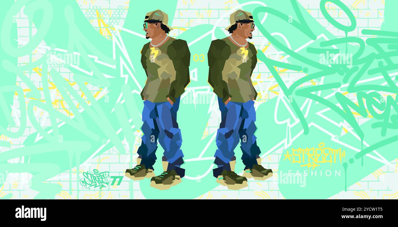 Modern Abstract Urban Street Art Graffiti Style Cartoon Fashion ...