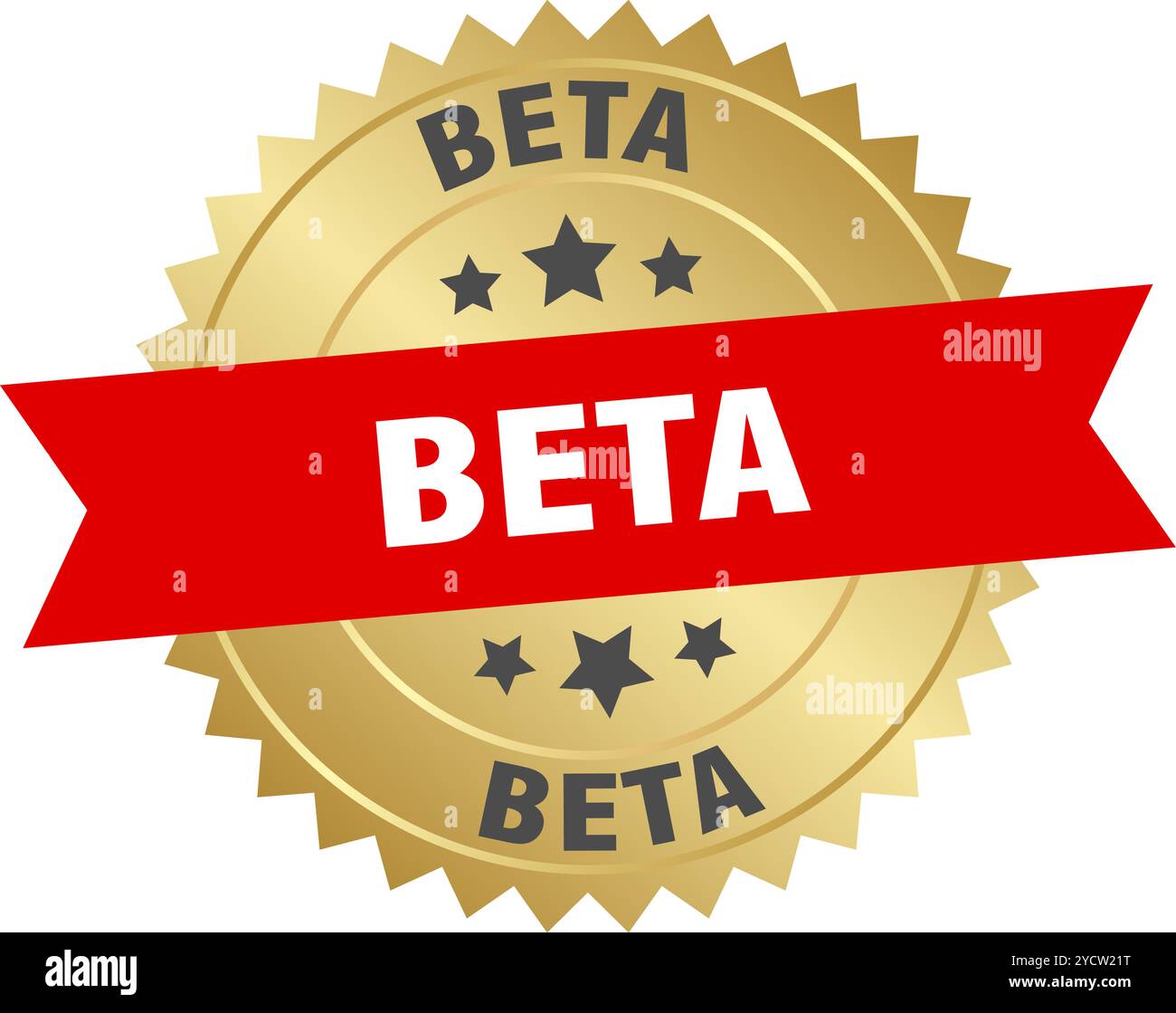 beta round red and gold label isolated on transparent background. beta ...