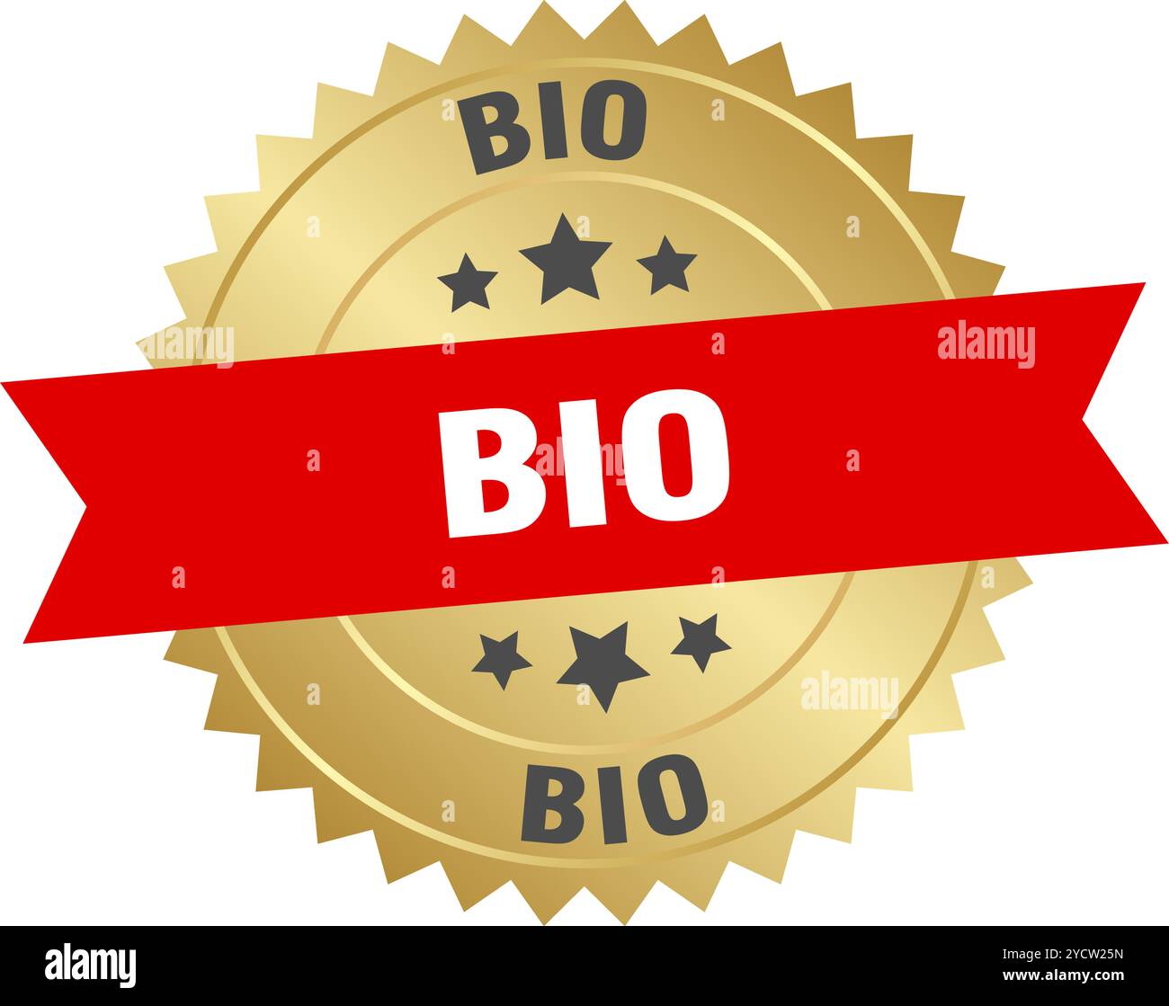 bio round red and gold label isolated on transparent background. bio ...