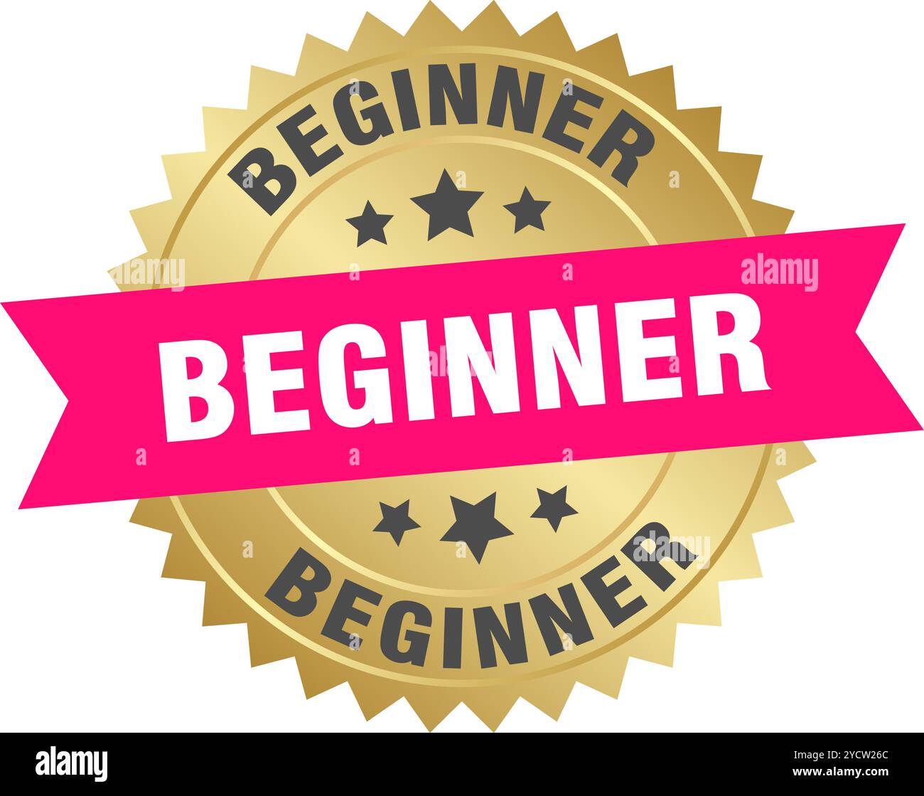 beginner round pink and gold label isolated on transparent background ...