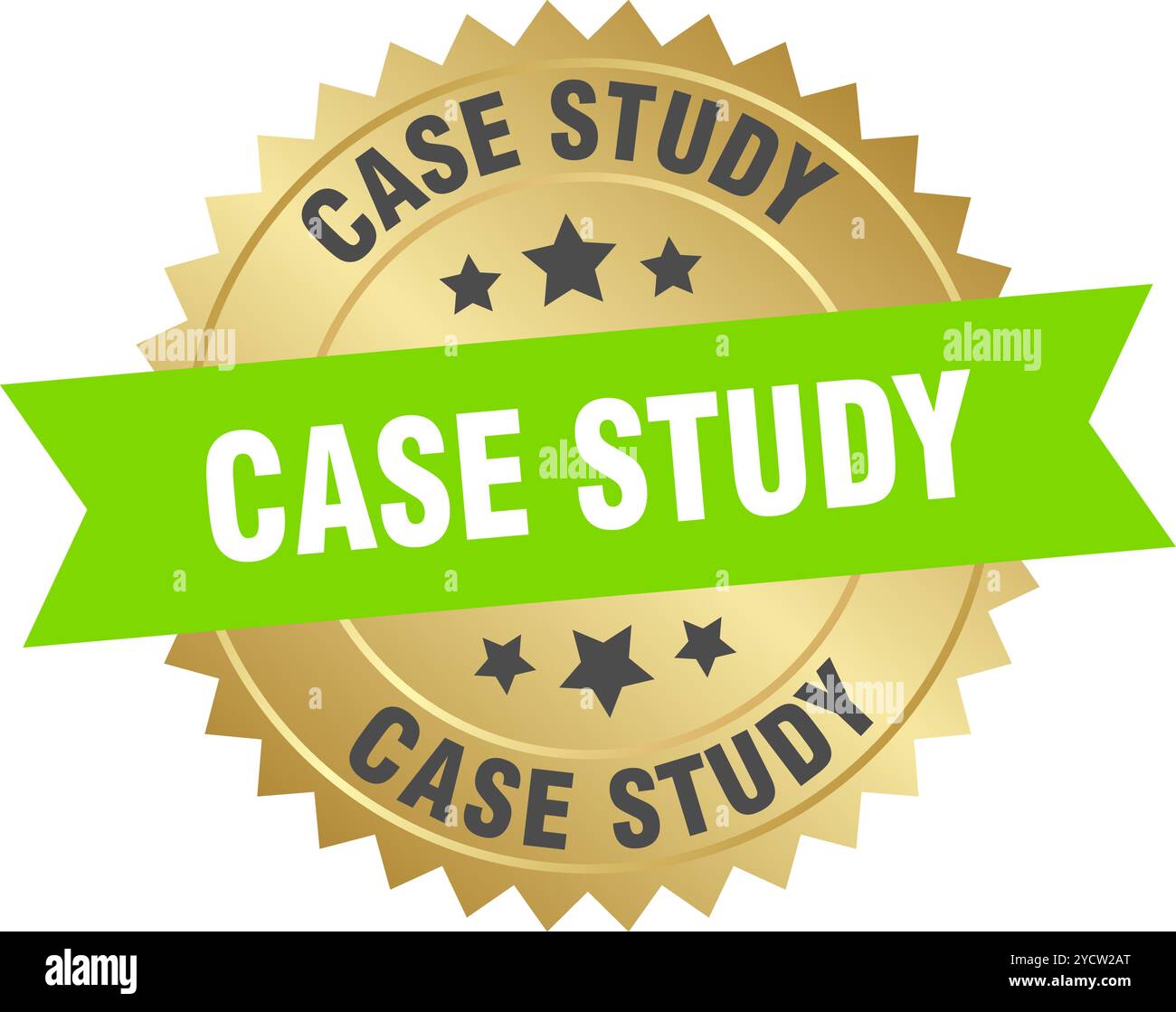 case study round green and gold label isolated on transparent ...