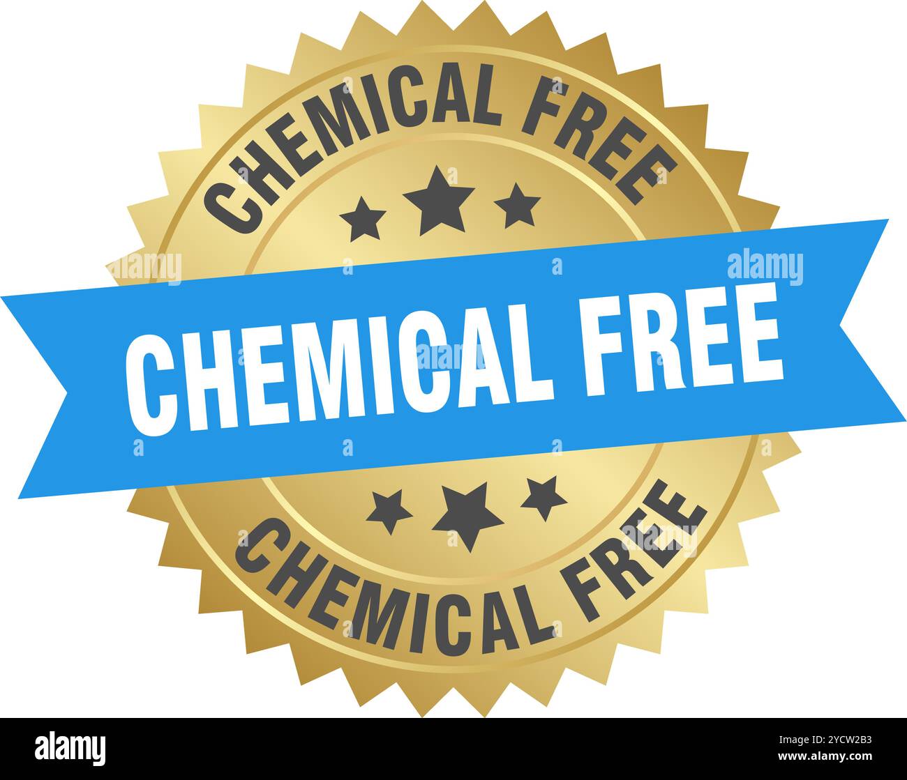 chemical free round blue and gold label isolated on transparent ...